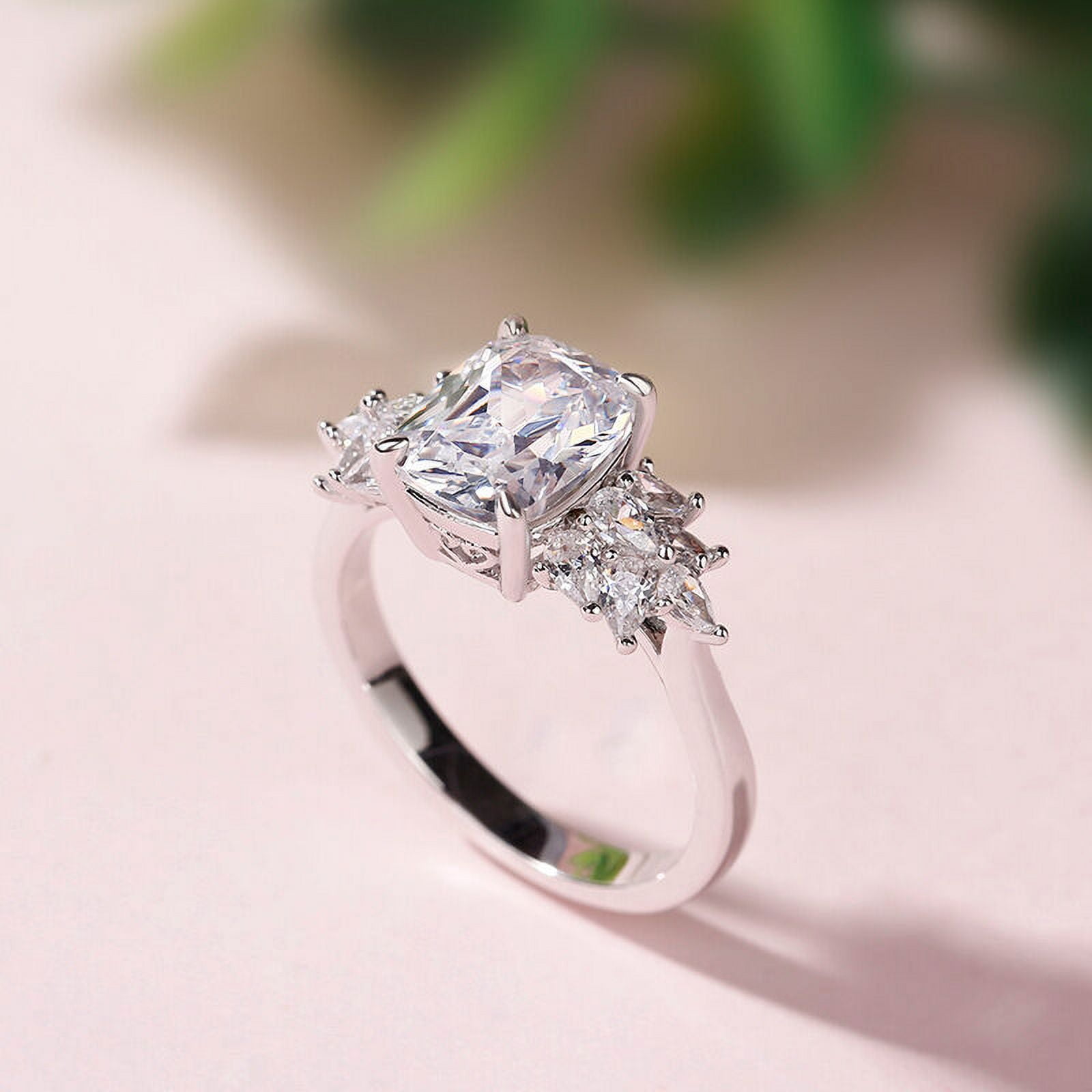 Butterfly Jewelry 2 Ct Cushion Cut Moissanite Ring - 14K White Gold ...
