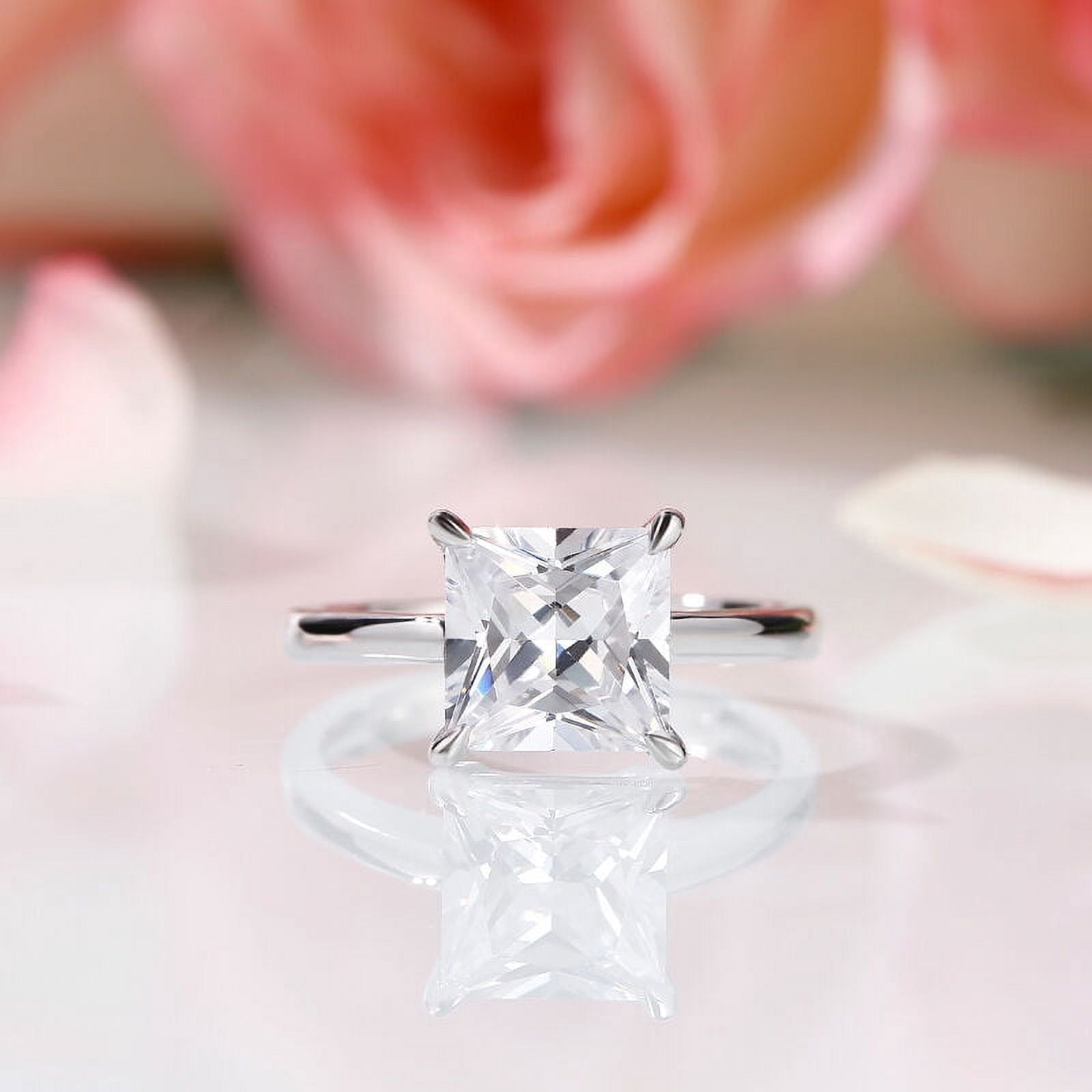 Butterfly Jewelry Princess Cut 1.8 Ct Moissanite Ring - 14K White Gold ...