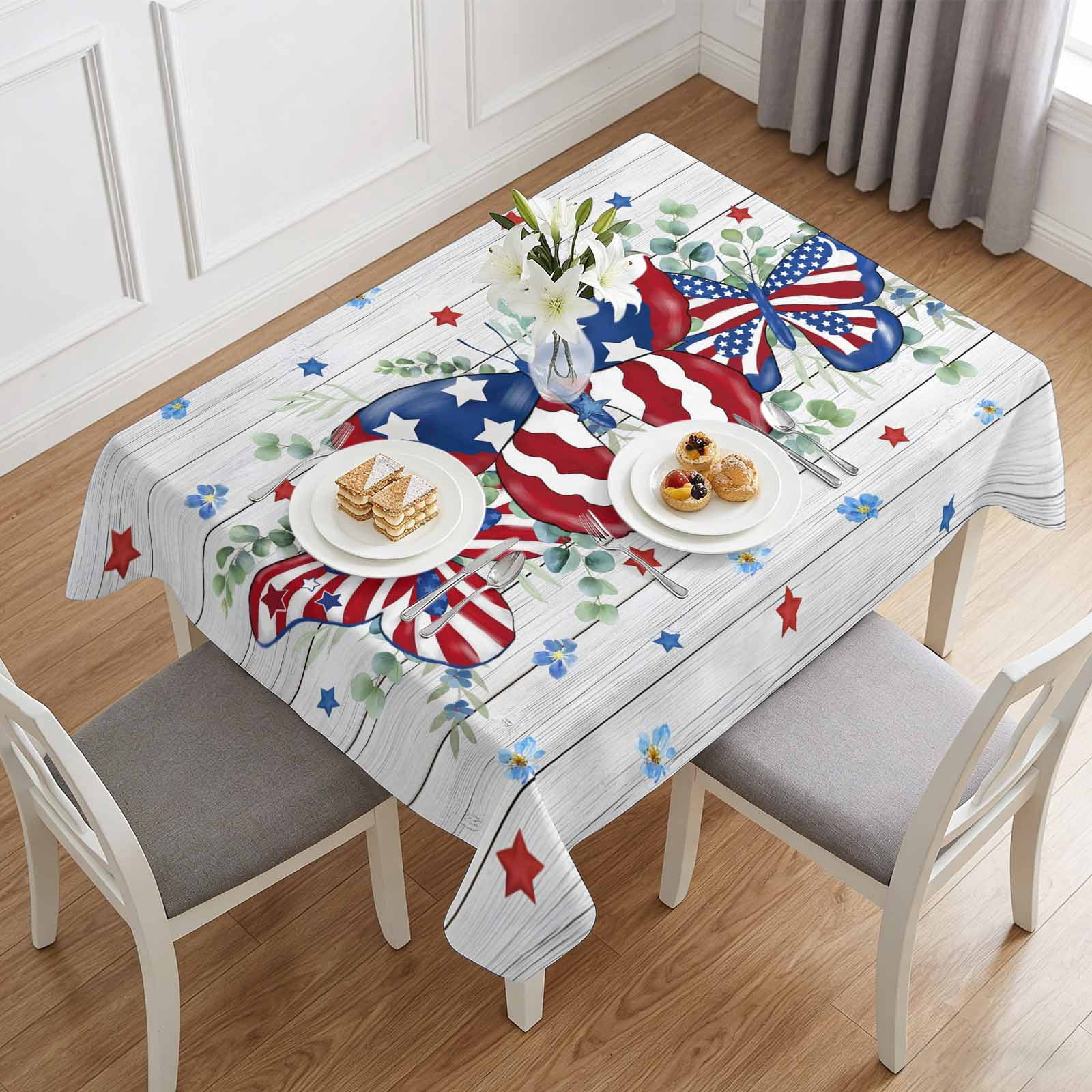Butterfly July 4th Stars Eucalyptus Leaves Table Cloth 60x84in ...