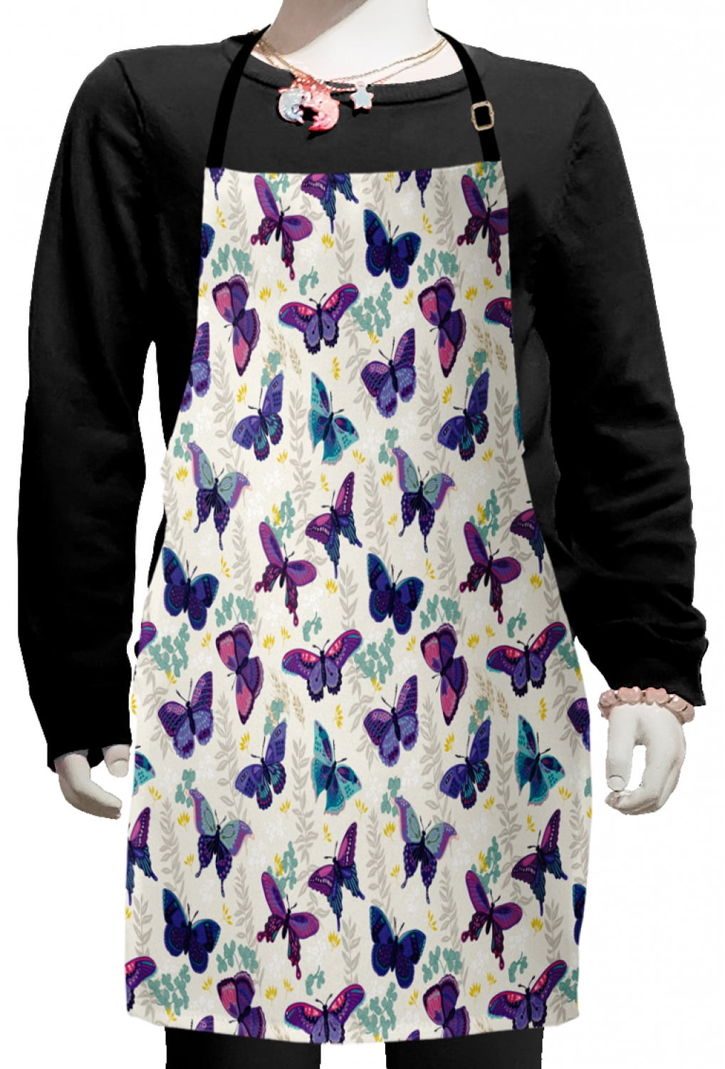 Butterfly Kids Apron, Garden Scene of Plants Leaves and Tender ...