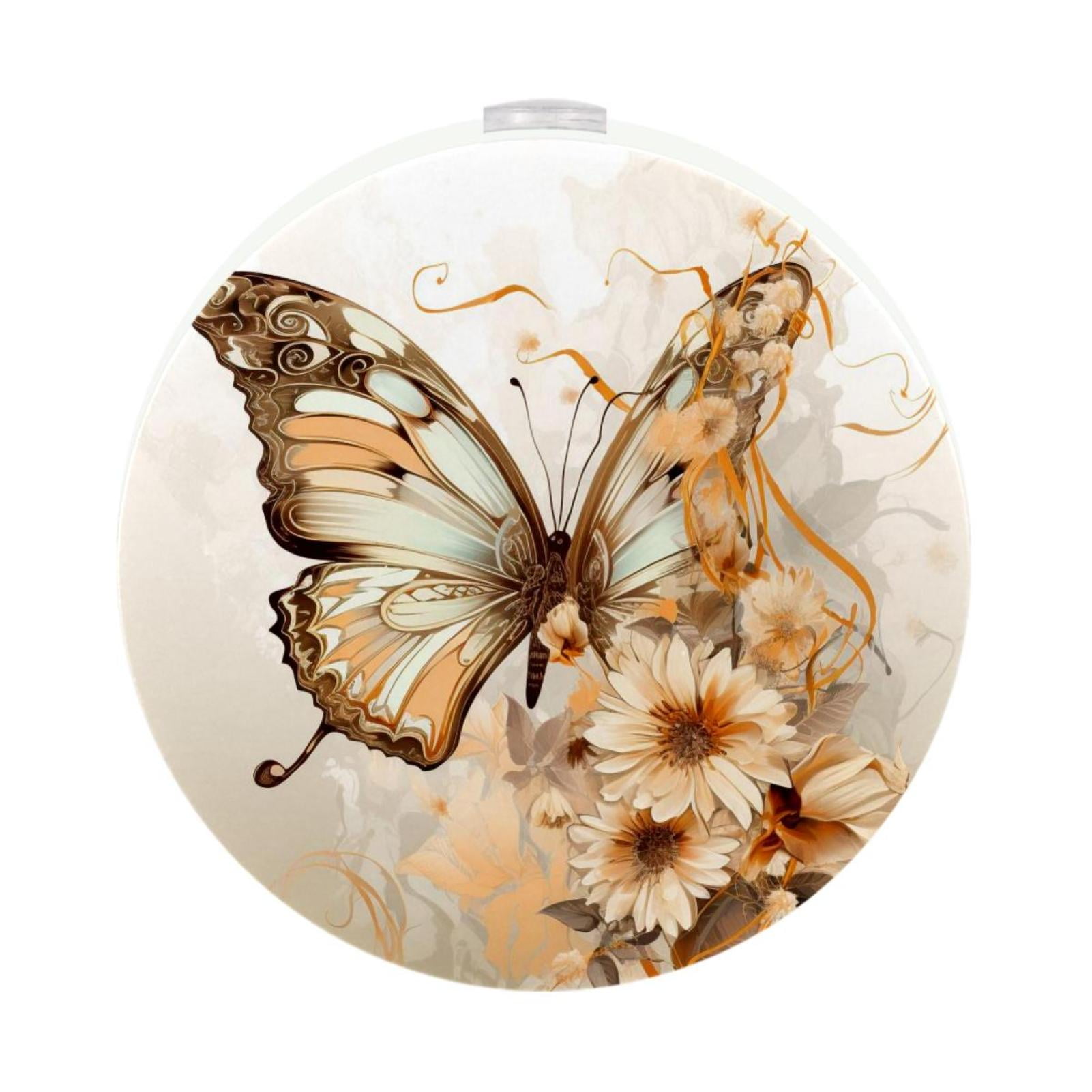 Butterfly LED Round Night Light-2PCS, Motion Sensor Plug-in Brightness ...