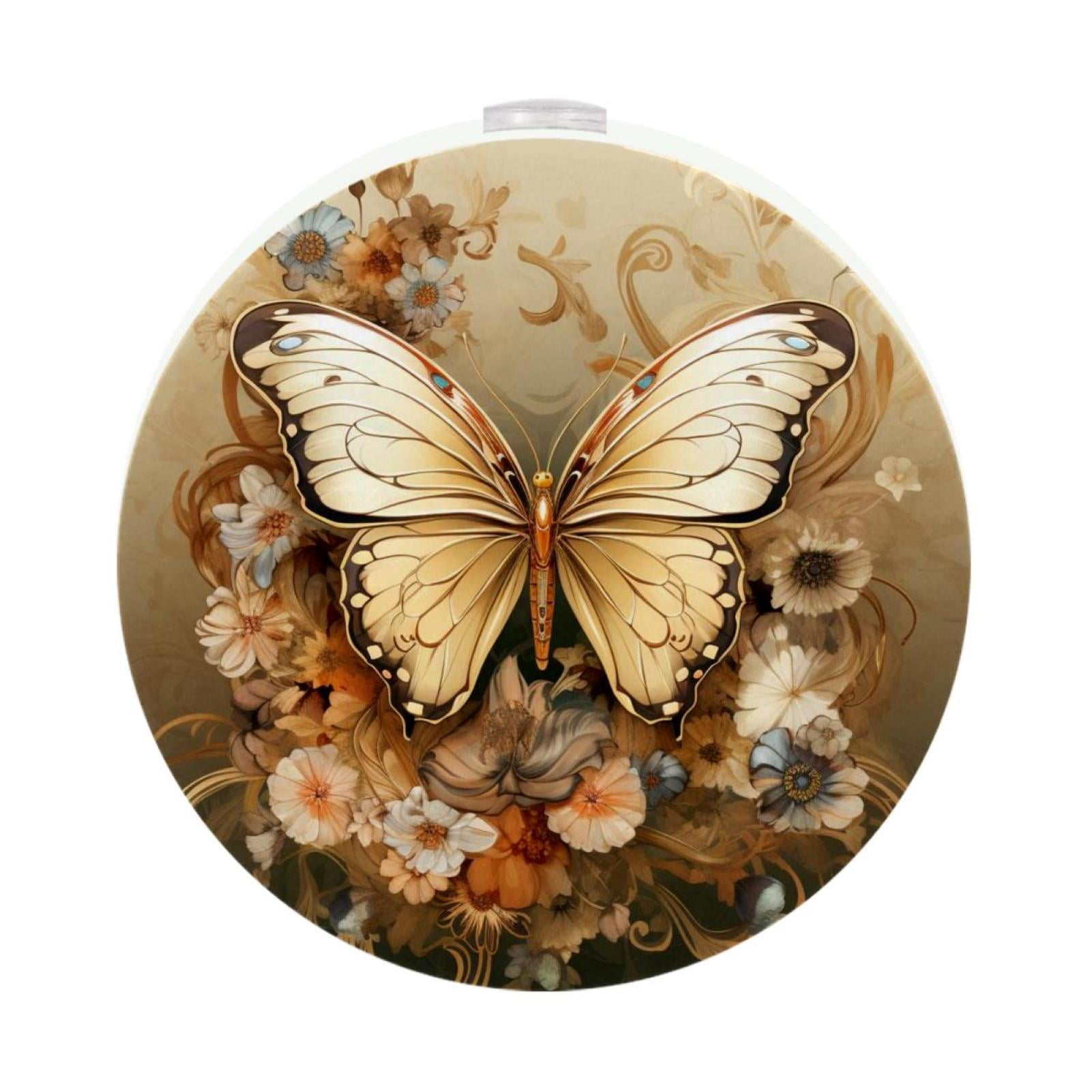 Butterfly LED Round Night Light-2PCS, Plug-in Mini Wall Socket Soft ...