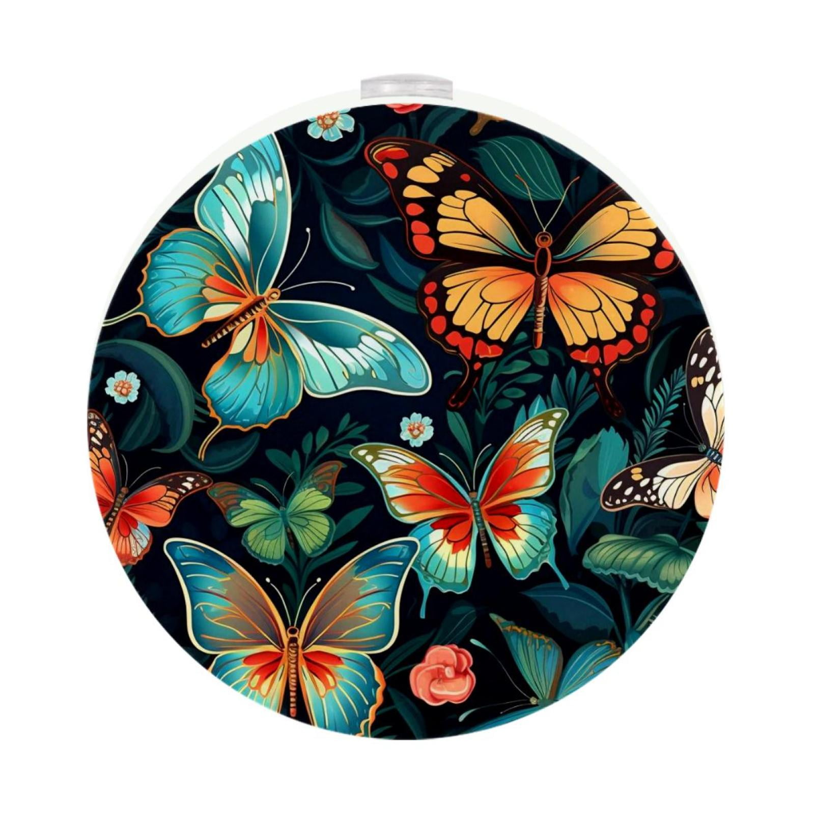 Butterfly LED Round Night Light-2PCS, Plug-in Mini Wall Socket Soft ...