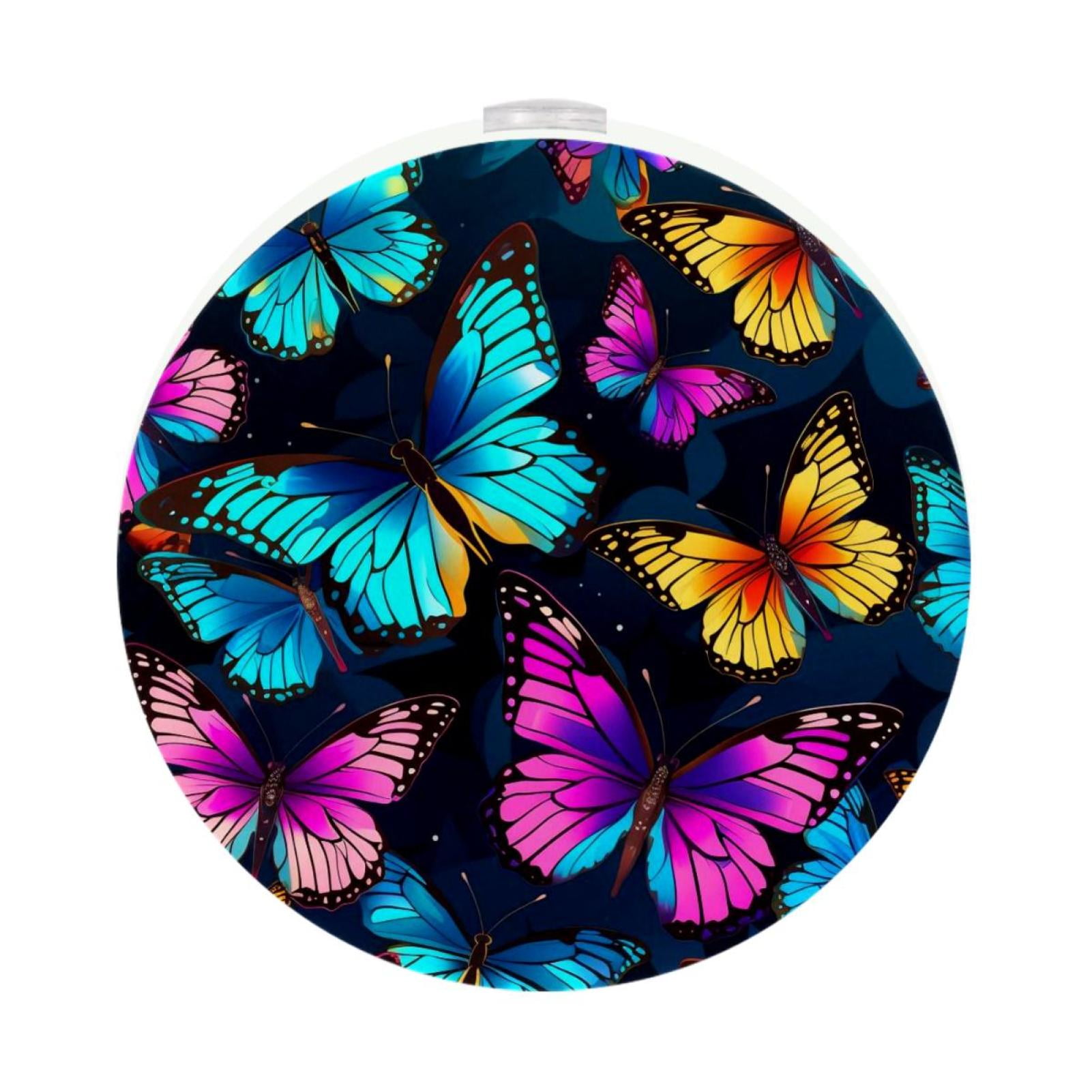 Butterfly LED Round Night Light-2PCS, Plug-in Wall Nightlight with Dusk ...