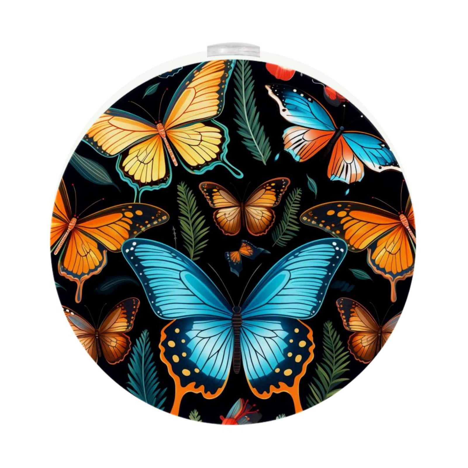 Butterfly LED Round Night Light- Set of 2, Portable Rechargeable Mini ...