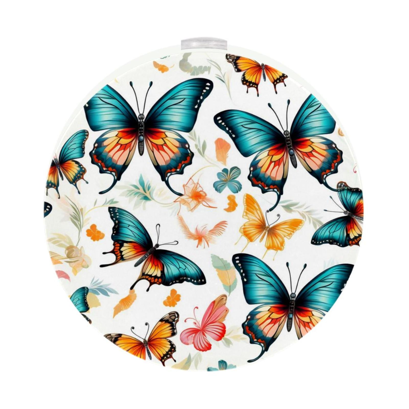 Butterfly LED Round Night Light- Set of 2, Portable Rechargeable Mini ...