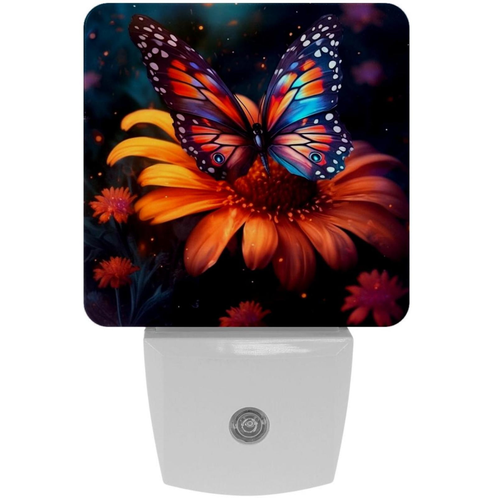 Butterfly LED Square Night Light - Soft Glow Plug-in Lamp with Dusk to ...