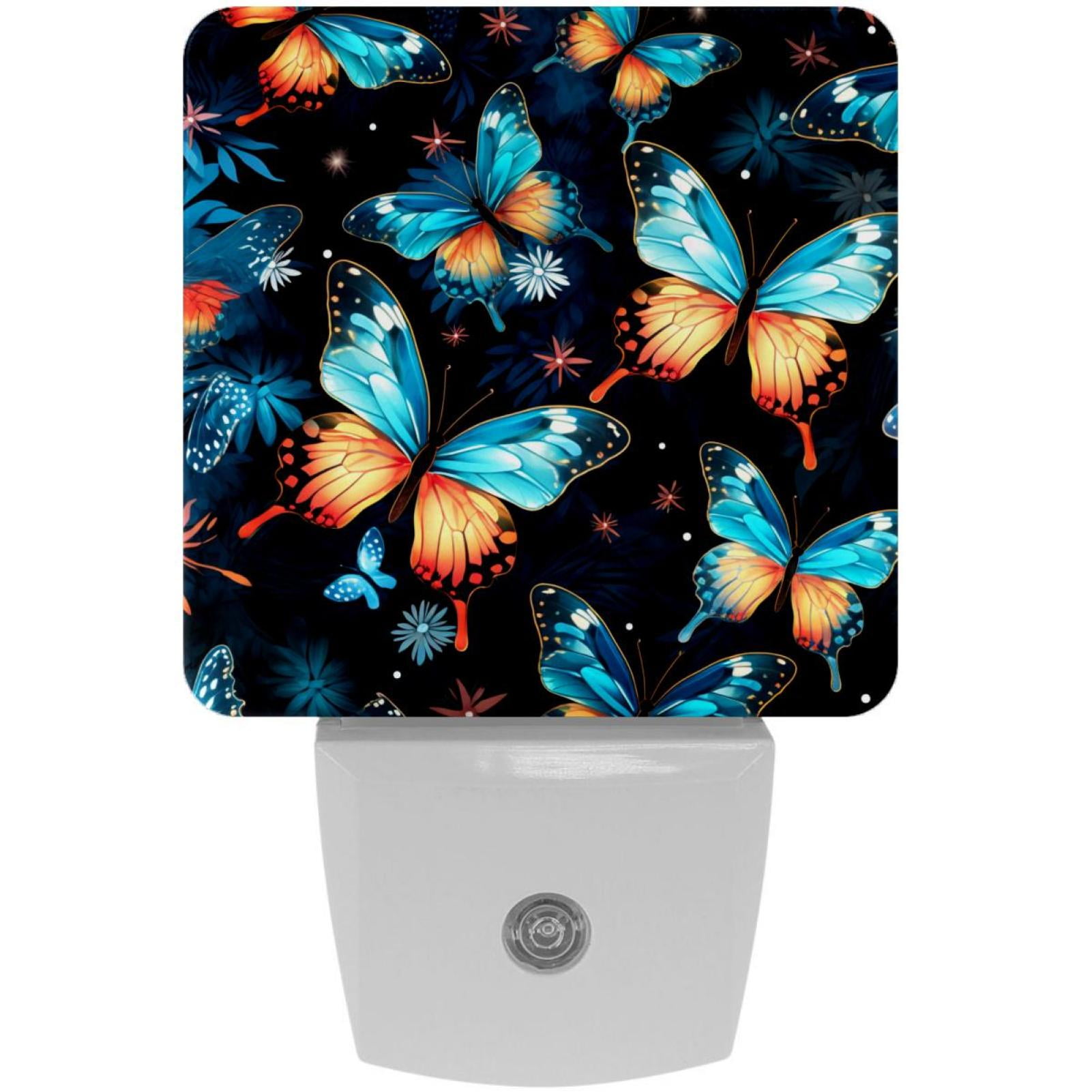 Butterfly LED Square Night Light - Soft Glow Plug-in Lamp with Dusk to ...