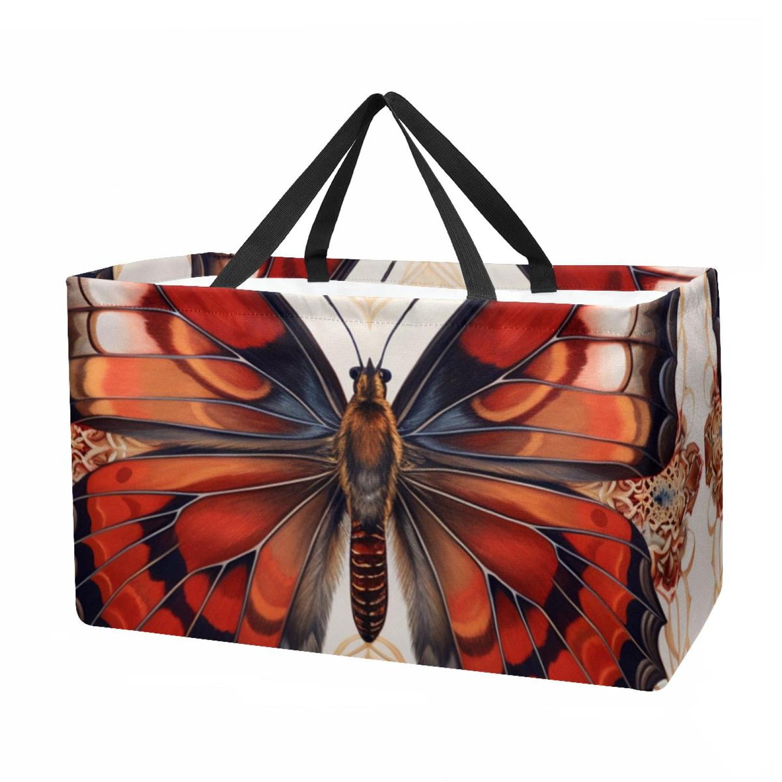Butterfly Large Capacity Reusable Foldable Beach Bag with Collapsible ...
