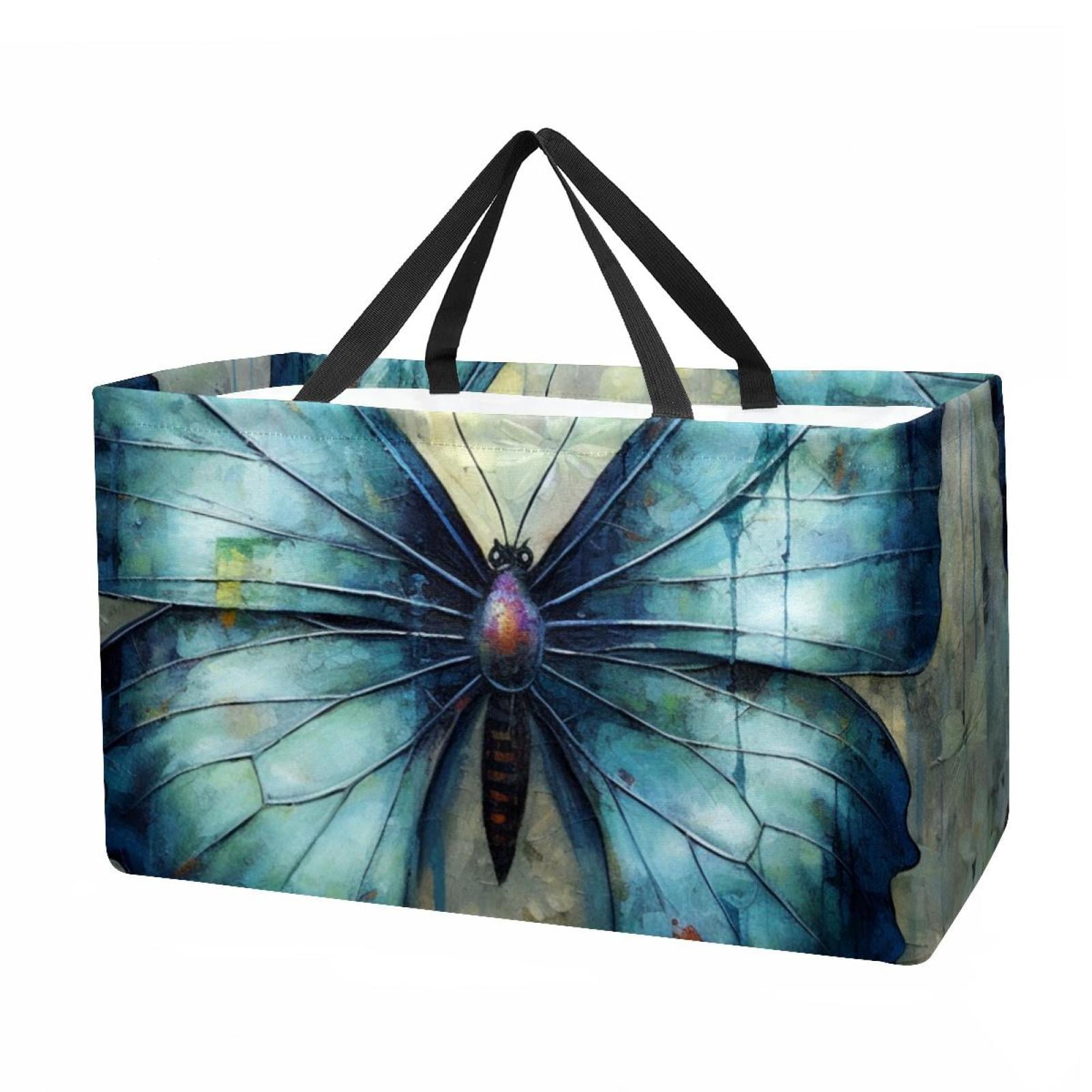Butterfly Large Capacity Reusable Foldable Beach Bag with Collapsible ...