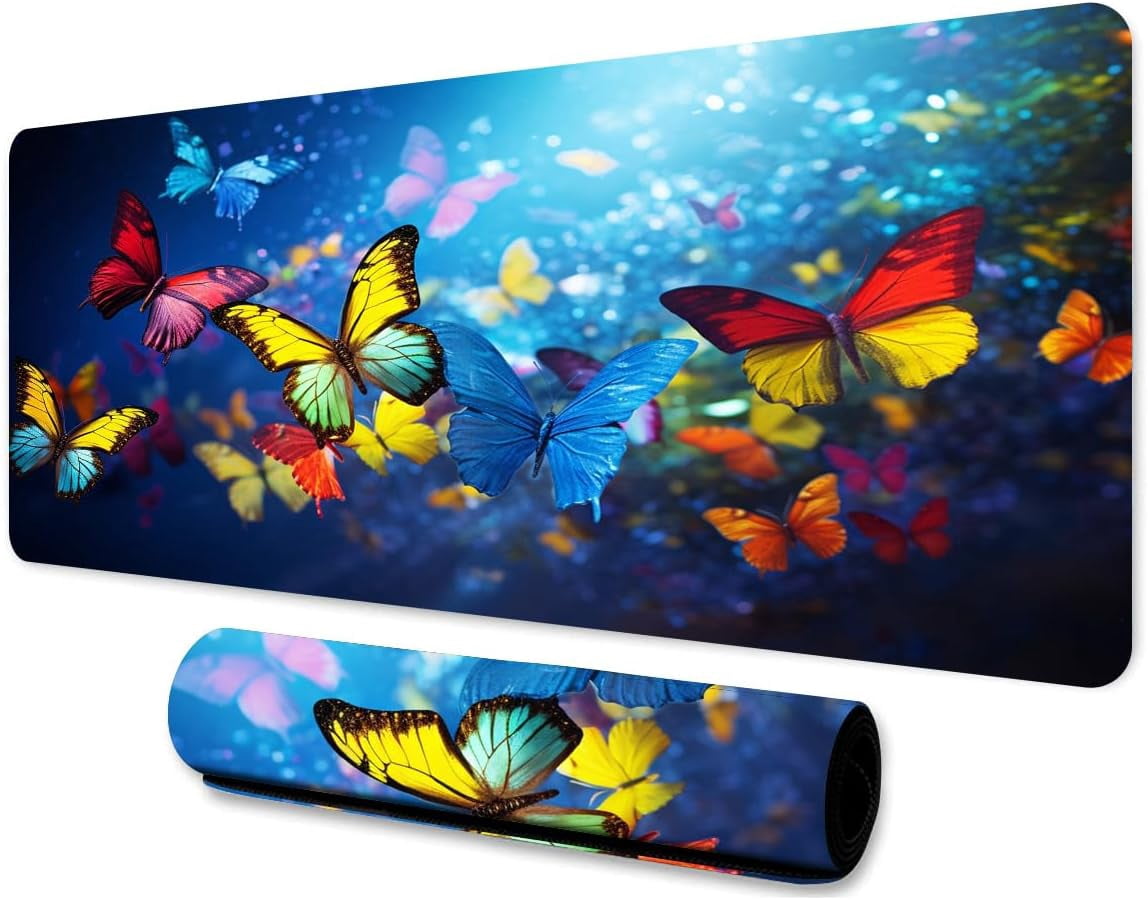 Butterfly Large Mouse Pad 31.5x11.8 Inches Fantastic Cartoon Wild ...