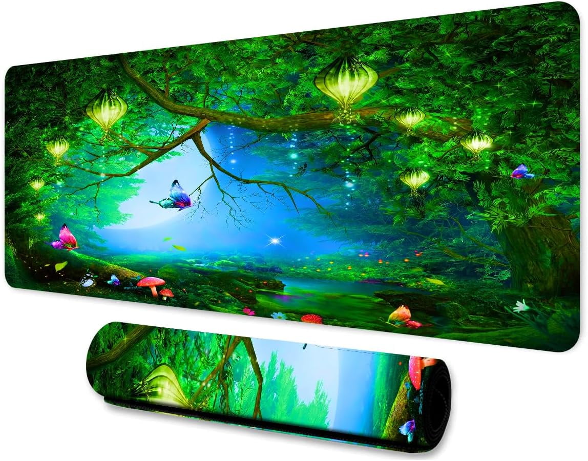Butterfly Large Mousepad 31.5x11.8 Inches Dream Wonderland Moon Forest ...