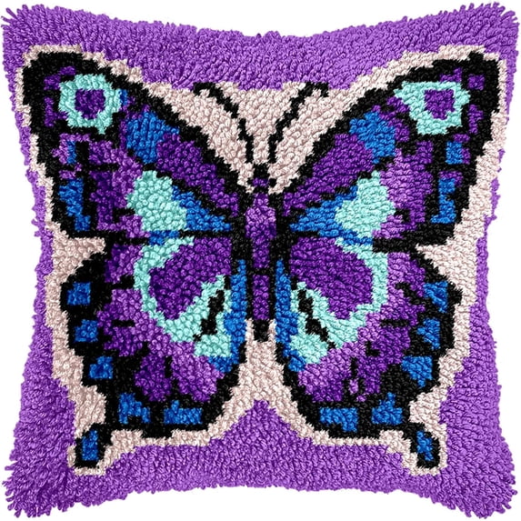 Butterfly Latch Hook Kits for Beginners Latch Hook Pillow Kit Pre ...
