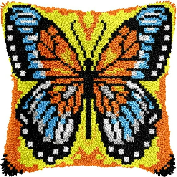 Butterfly Latch Hook Pillows Kits Cushion Pillow Cover with Pattern ...