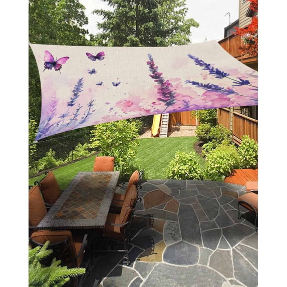 Butterfly Lavender Sun Shade Sail 6.5'X10' Spring Purple Flower Floral ...