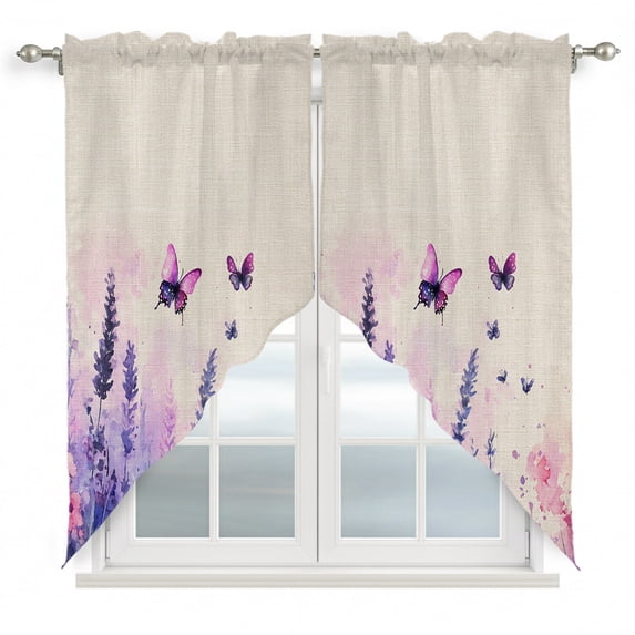 Butterfly Lavender Swag Curtain Valance for Window 2 Panels Spring ...
