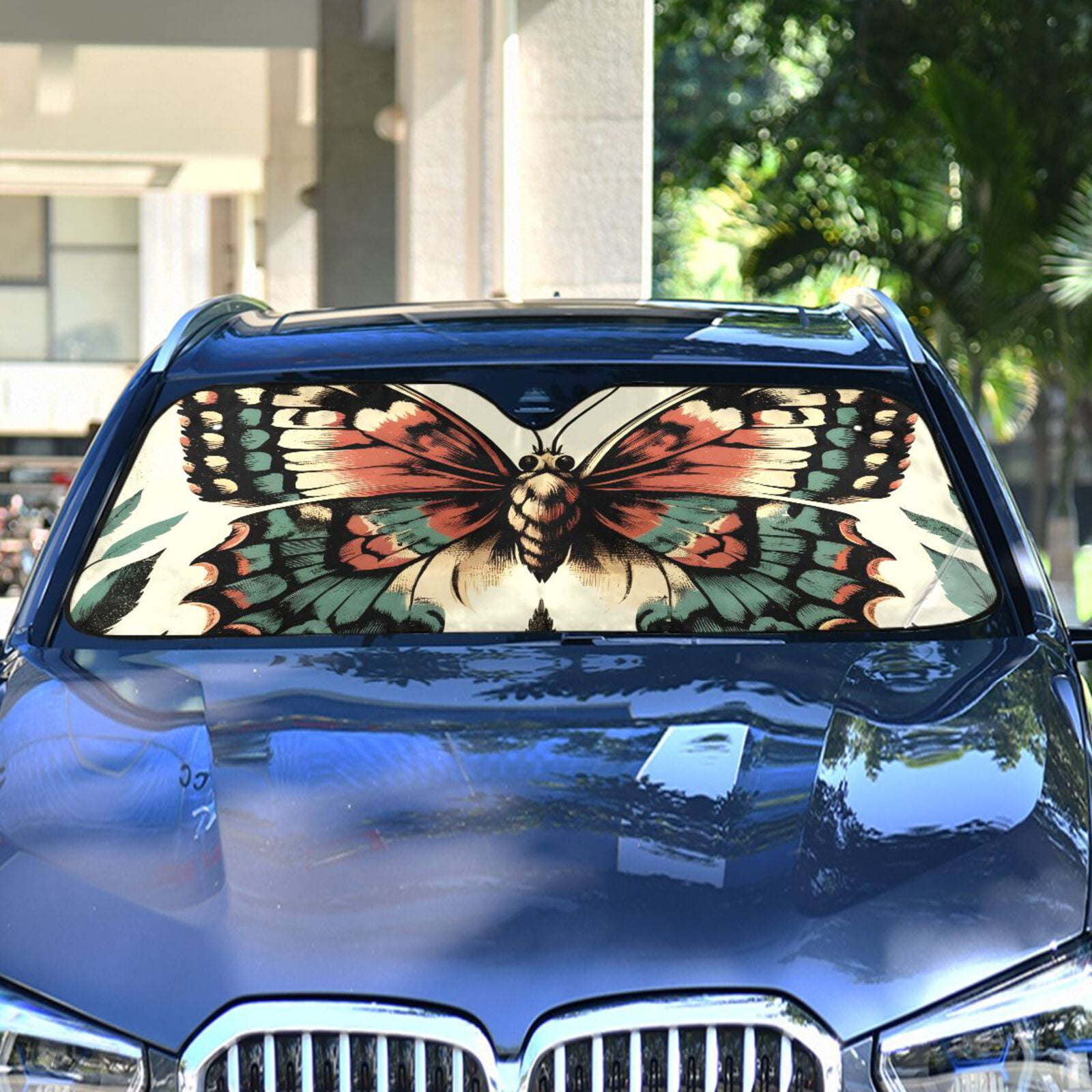 Butterfly Leaves Around Automotive Front Car Windshield Sun Shade ...