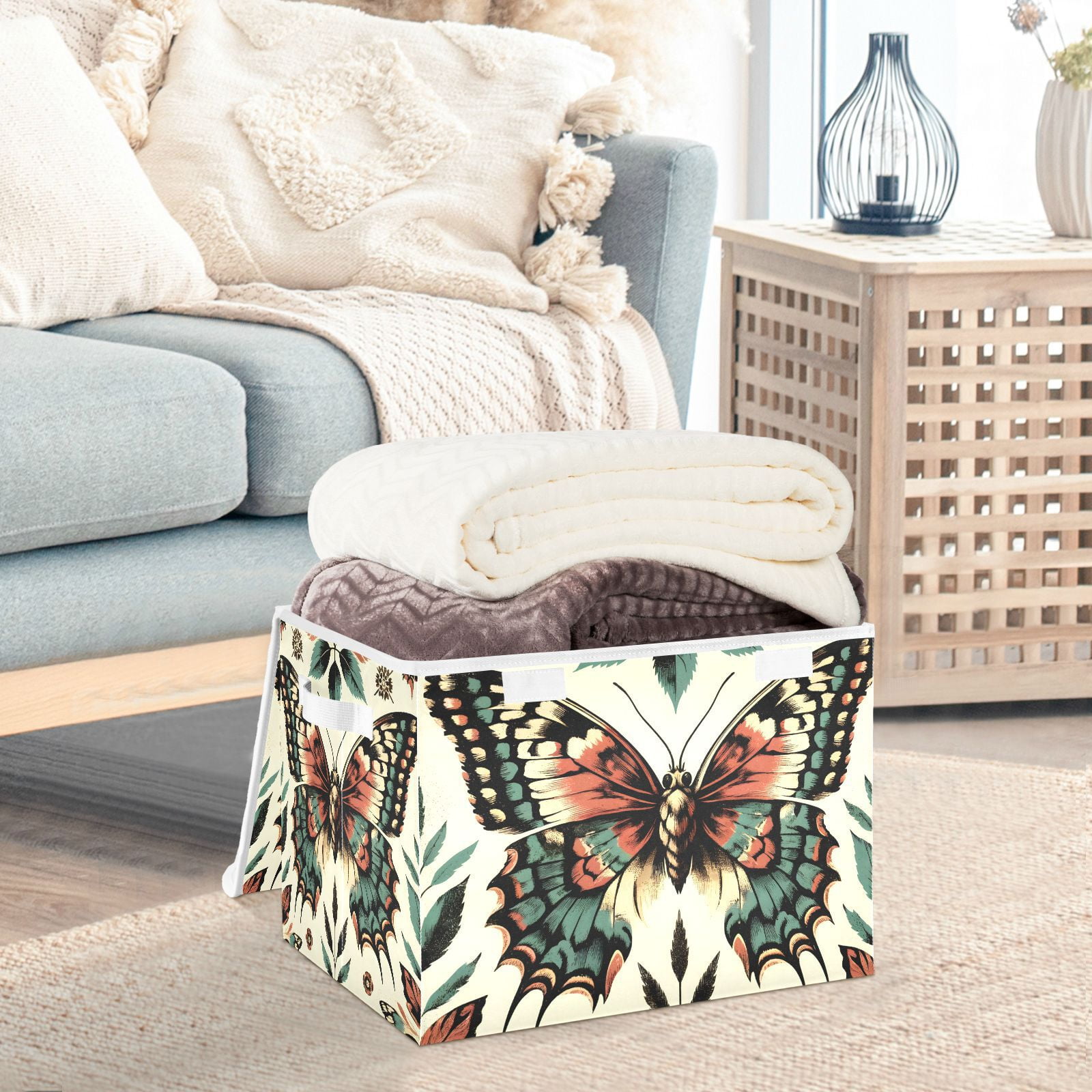Butterfly Leaves Around Storage Basket Foldable Laundry Basket Shelf ...