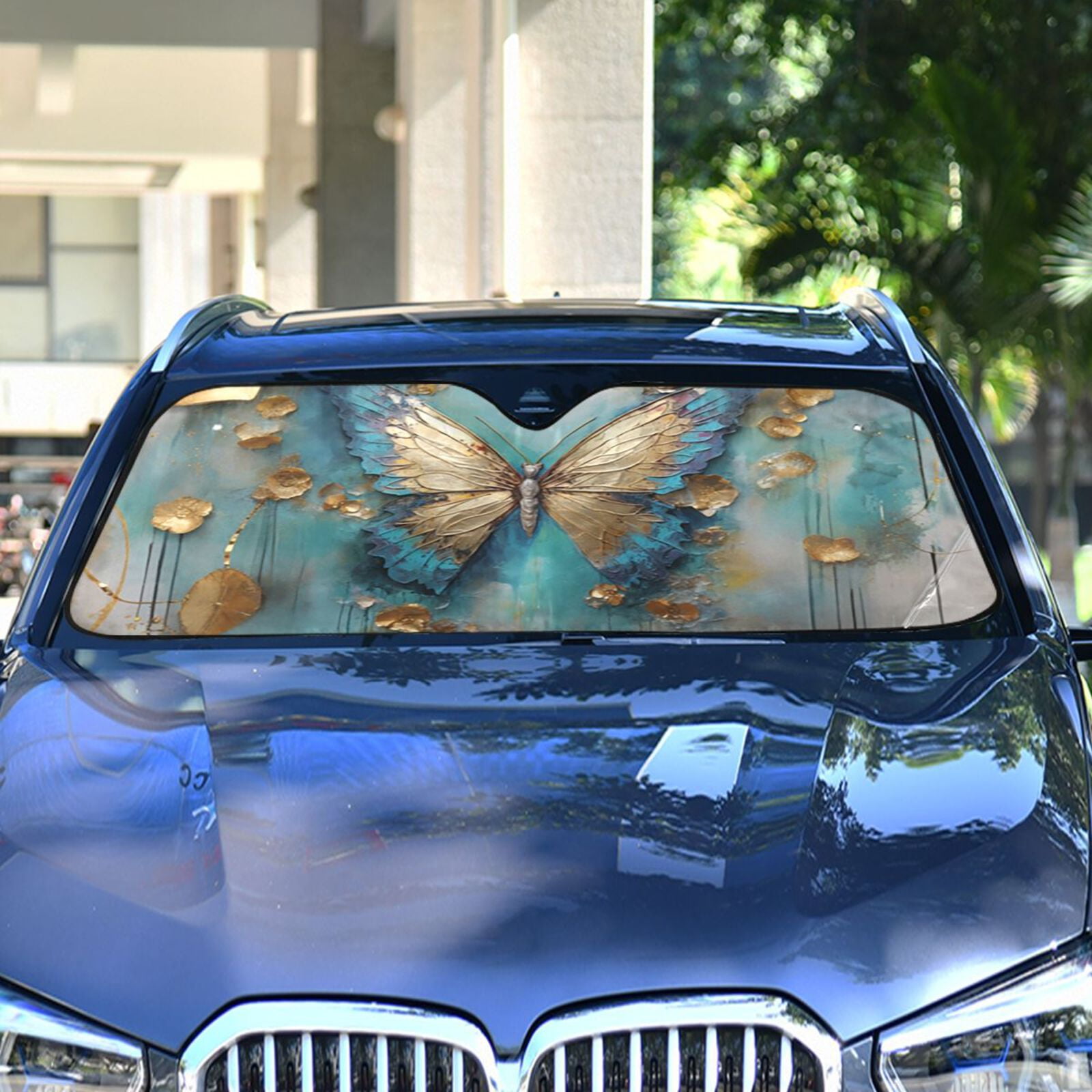 Butterfly Leaves Gold Automotive Front Car Windshield Sun Shade ...