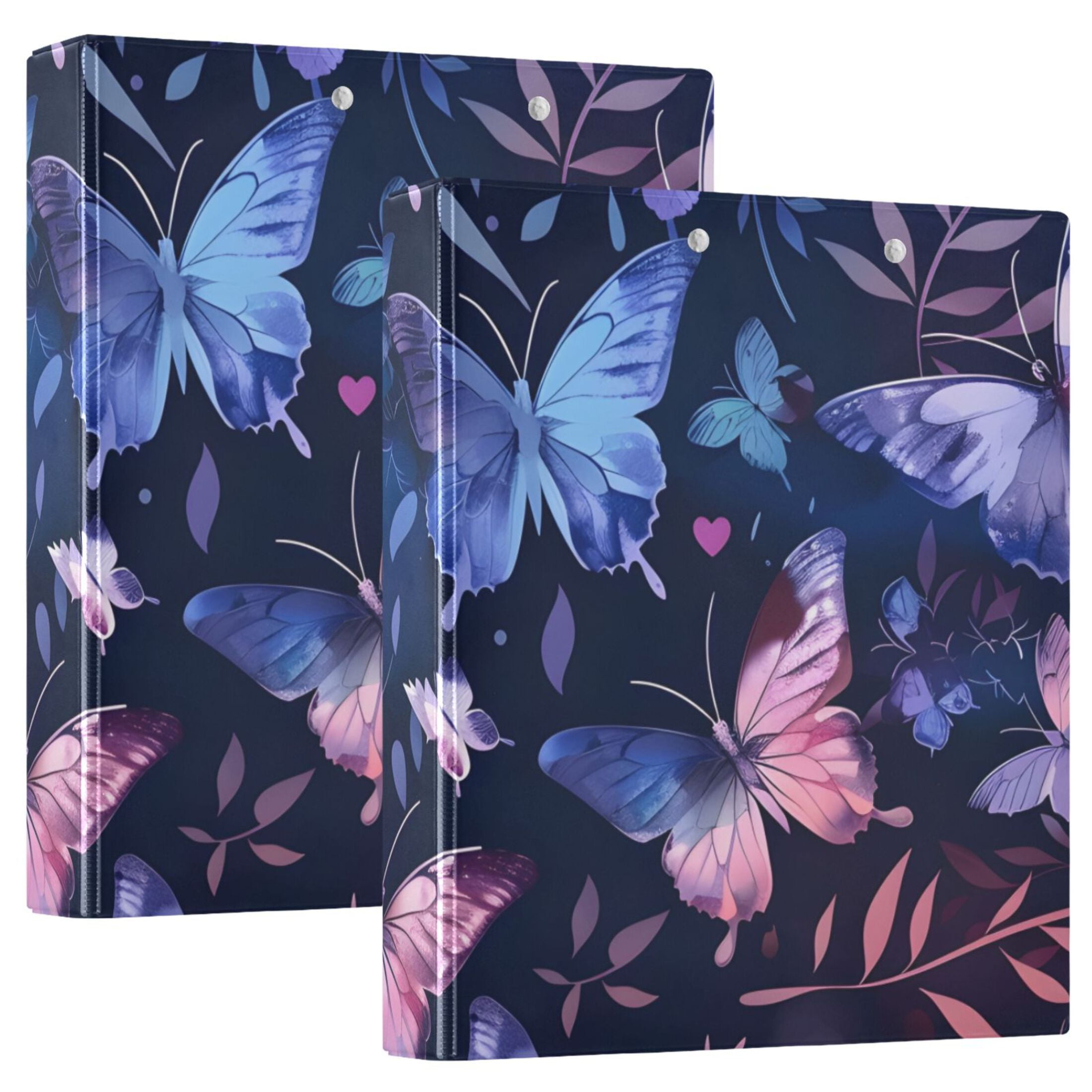 Butterfly Leaves Hardcover 3 Ring Binder 1.5 inch Round Rings with ...