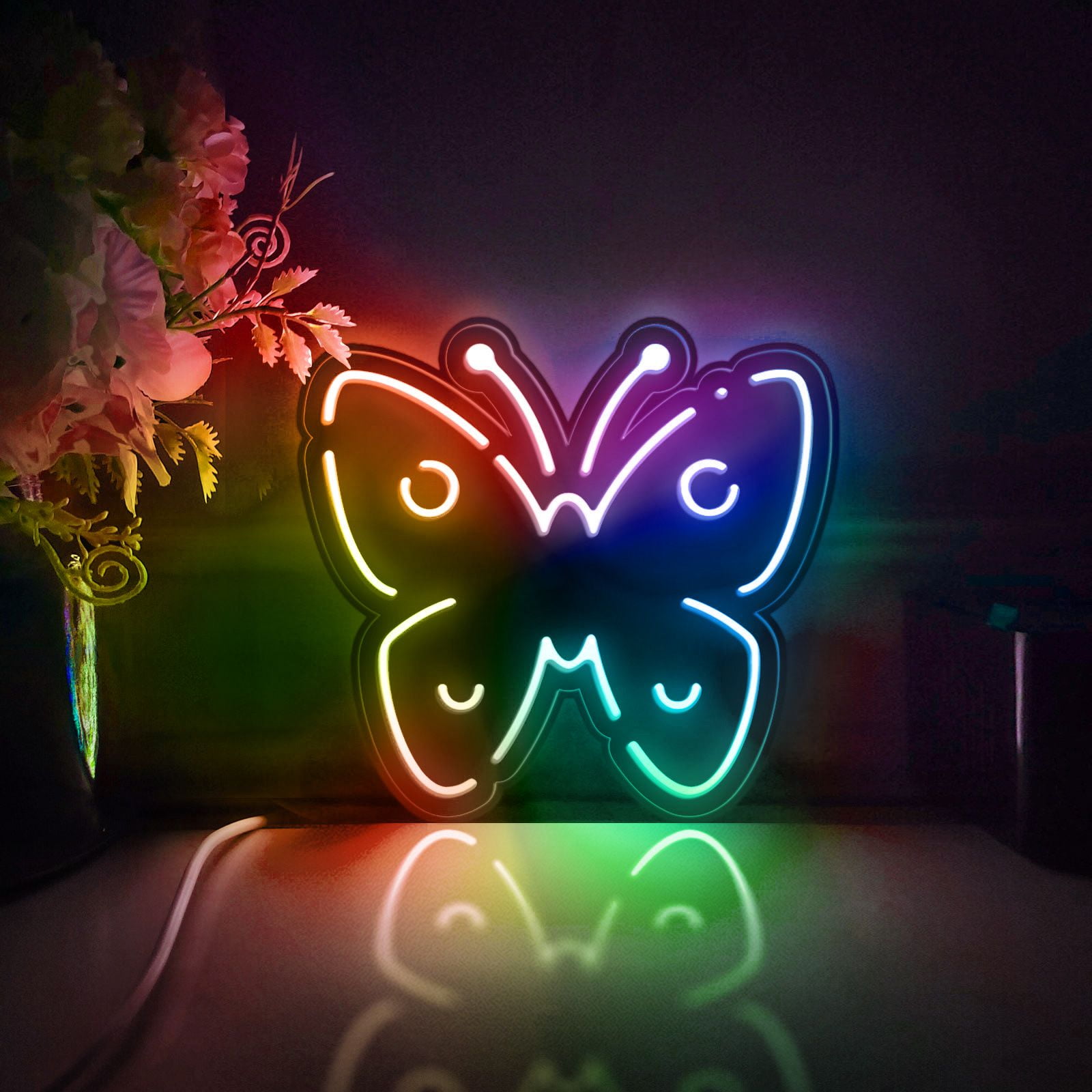 Butterfly Led Light Box, Dimmable Neon-Like Light Signs USB Power for ...