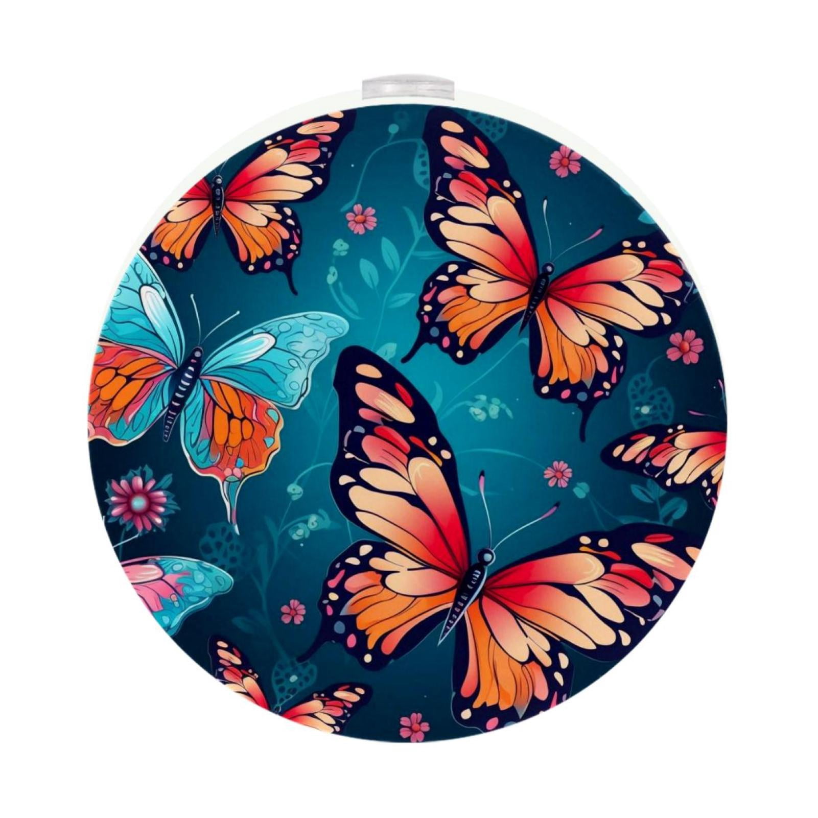 Butterfly Led Round Night Light-2pcs, Gentle Glow Plug in Wall Lamp for ...