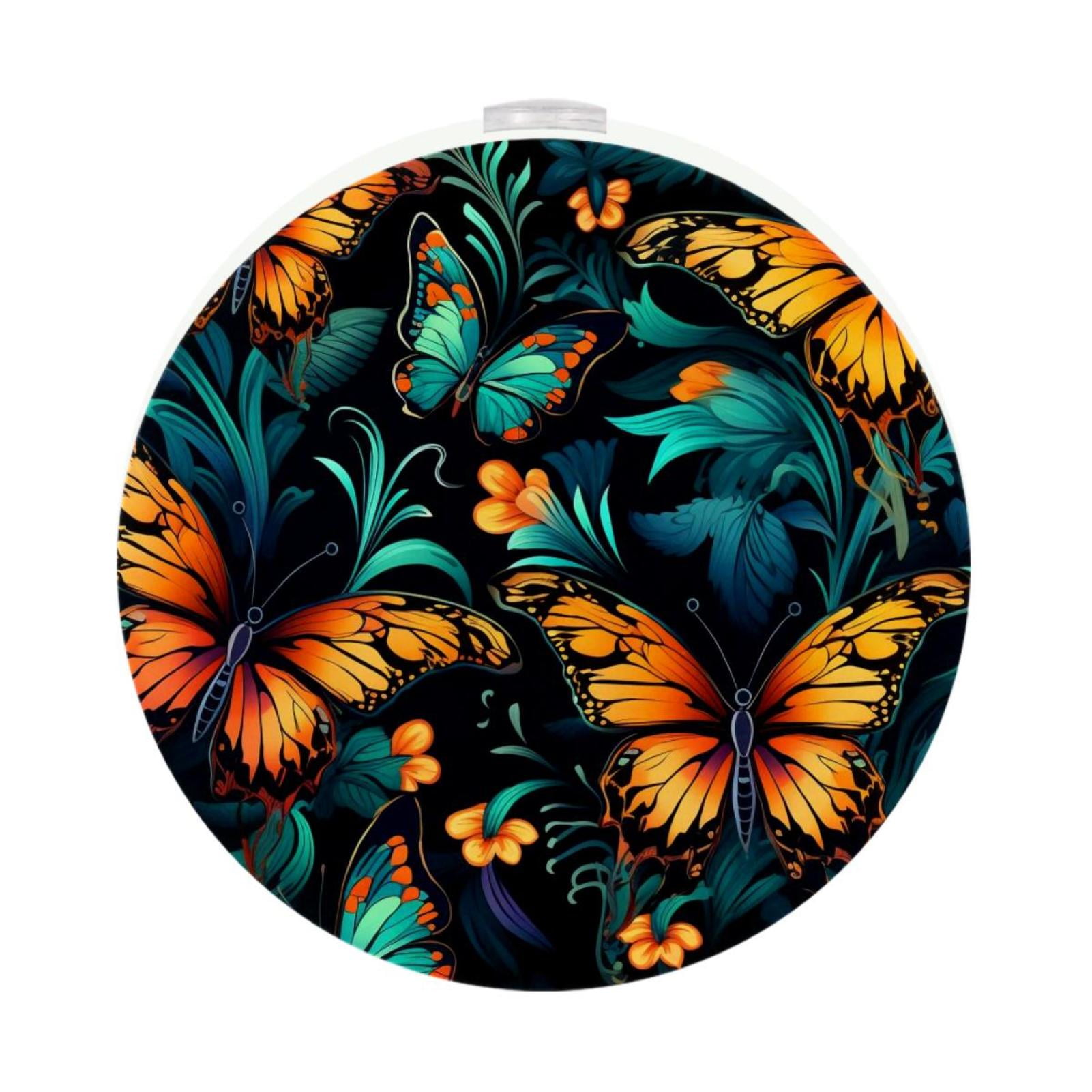 Butterfly Led Round Night Light-2pcs, Gentle Glow Plug in Wall Lamp for ...