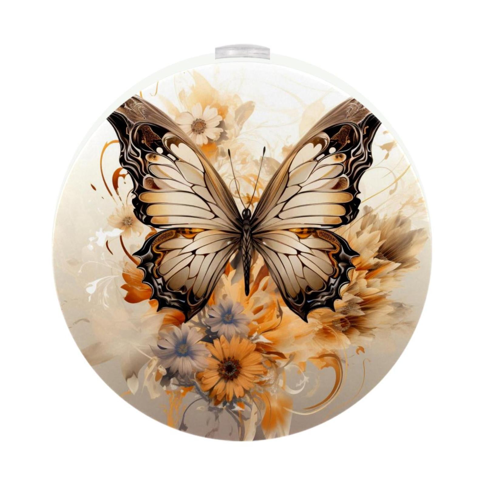 Butterfly Led Round Night Light-2pcs Set, Battery Powered Mini Portable ...