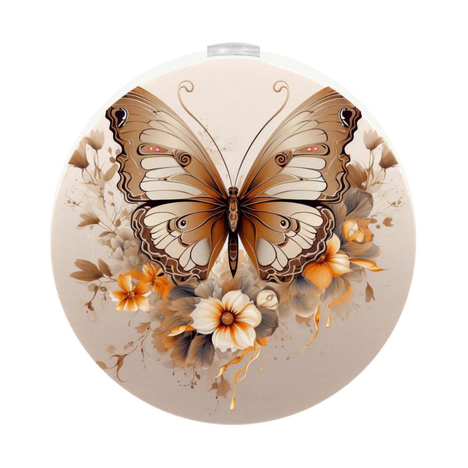 Butterfly Led Round Night Light-2pcs Set, Battery Powered Mini Portable ...