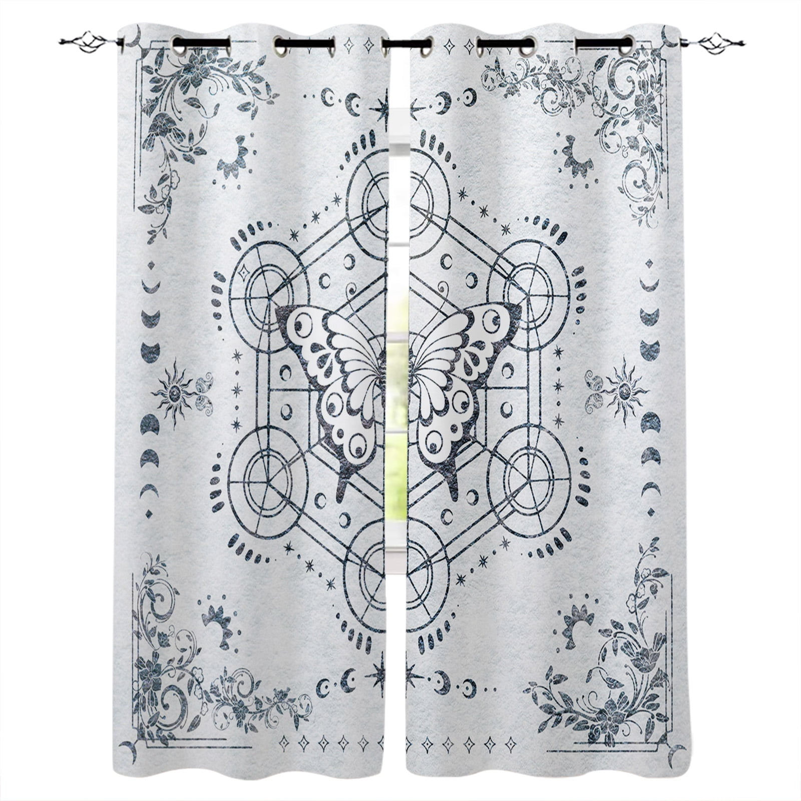 Butterfly Letter Circle Line Star Room Curtains Large Window Window ...