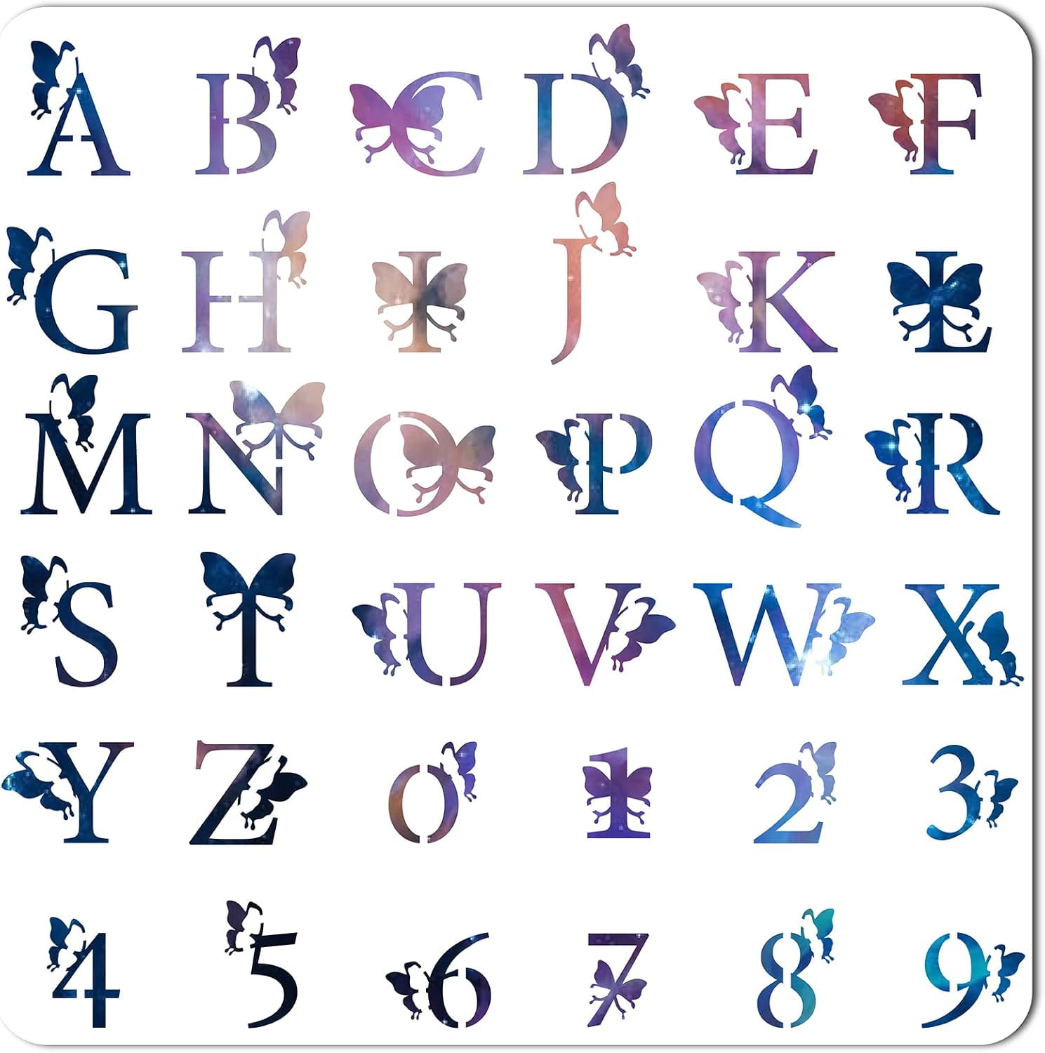 Butterfly Letter Stencil Gothic Font Lettering Stencils 12x12 Inch ...