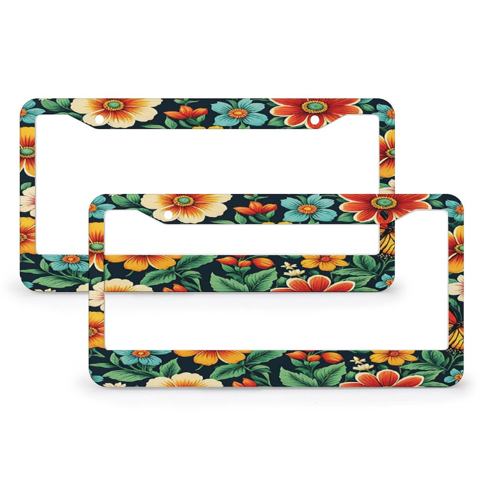 Butterfly License Plate Frames - 2 Pack Metal Tag Frame Car Plate ...