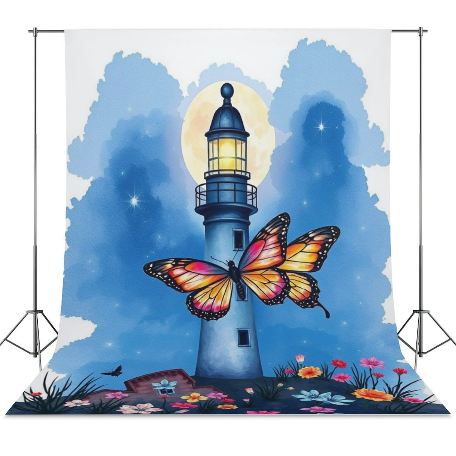 Butterfly Lighthouse Night Party Backdrop Birthday Decoration ...
