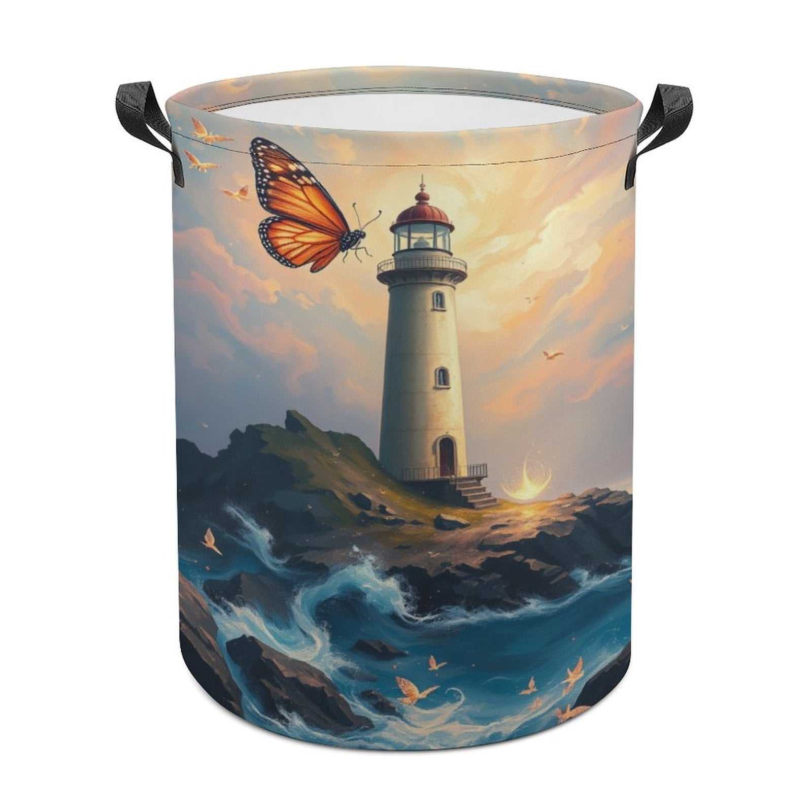 Butterfly Lighthouse Sunset Waterproof Storage Bag Household Dirty ...