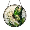 Butterfly Lily Valley Window Suncatcher, Green Stained Glass Floral Art ...