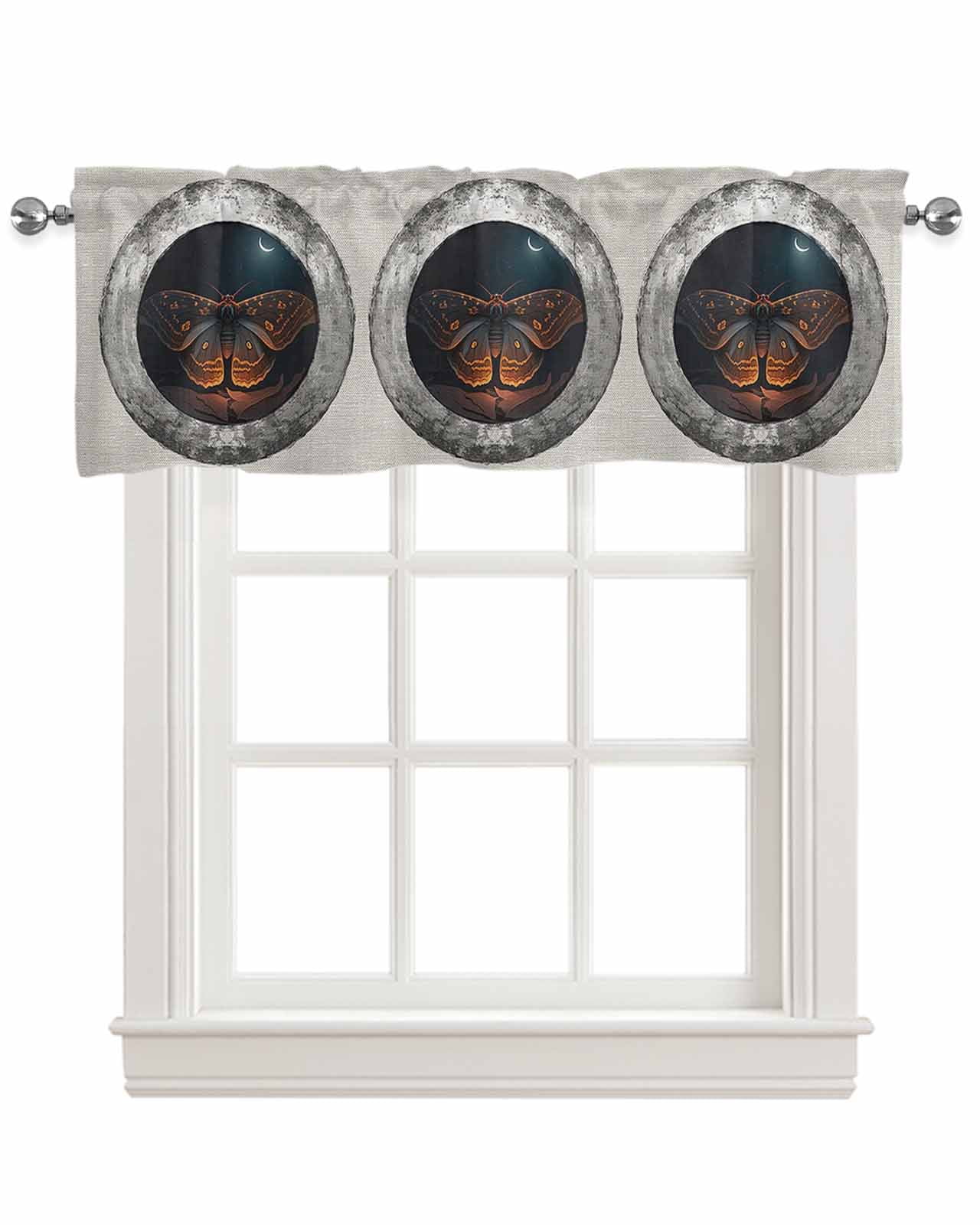 Butterfly Linen Curtain Valance for Bedroom/Bathroom/Kitchen/Office ...