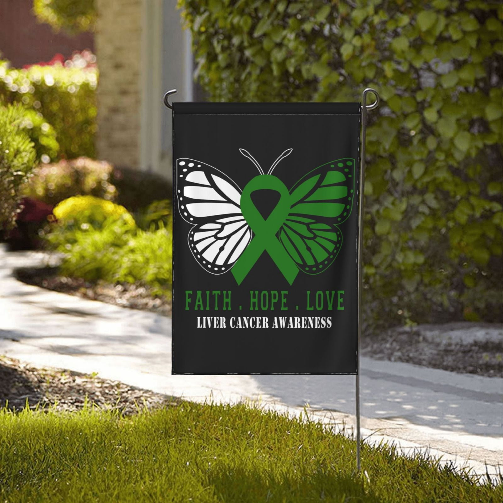 Butterfly Liver Cancer Awareness Funny Garden Flag,Vertical Double ...