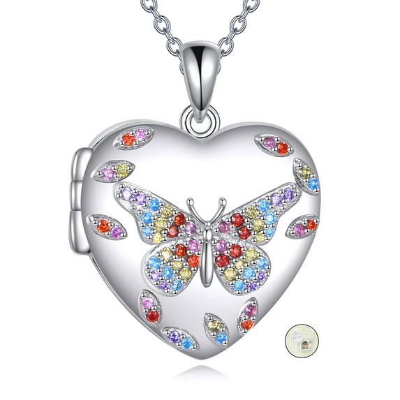 Butterfly Locket Necklace Colorful Butterfly Pictures Photo Memory ...