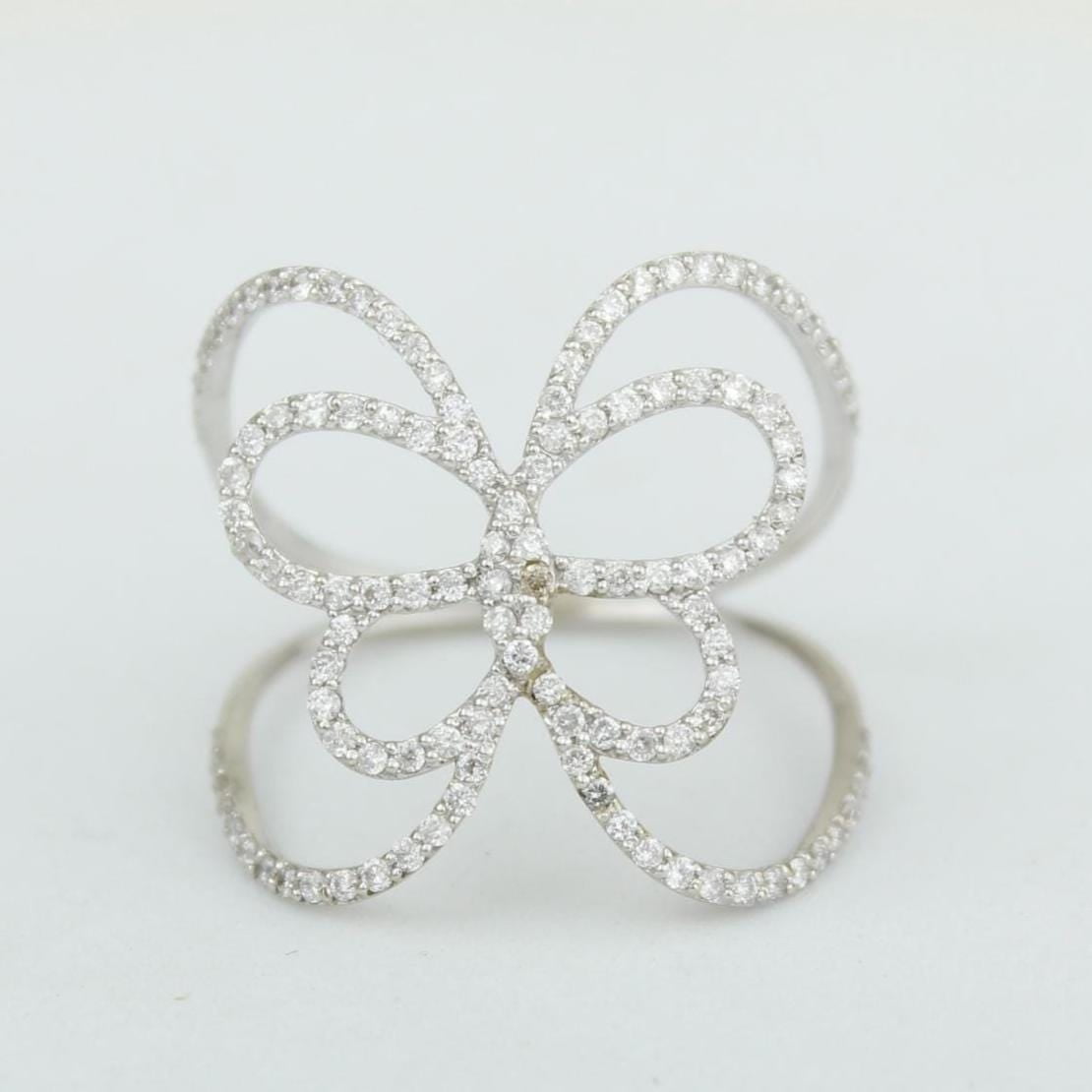 Butterfly Loop Diamond Ring, 14k Solid Gold, Natural Diamonds, Everyday ...