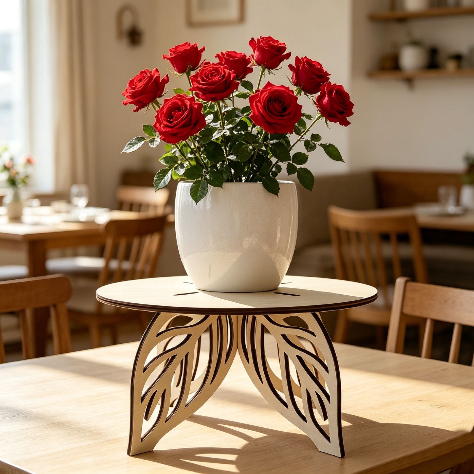 Butterfly & Lotus Wooden Plant Stand, DIY Assembly Desktop Flower Pot ...