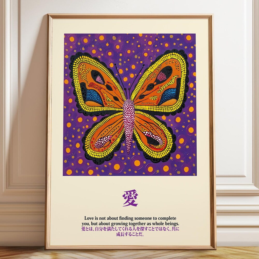 Butterfly Love Art Print: Japanese Quote, Growth & Connection UNFRAMED ...