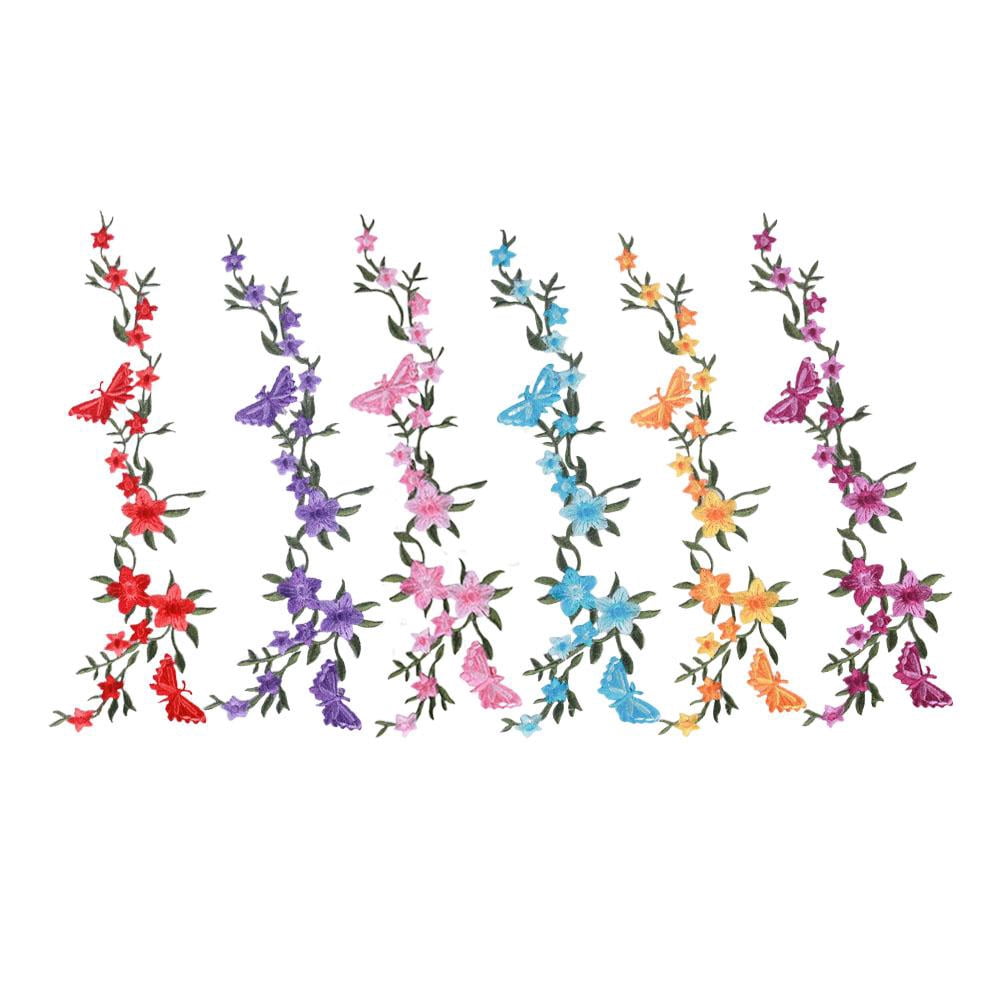 Butterfly Love Flower Embroidered Plum Blossom Patch 6Pcs Embroidered ...