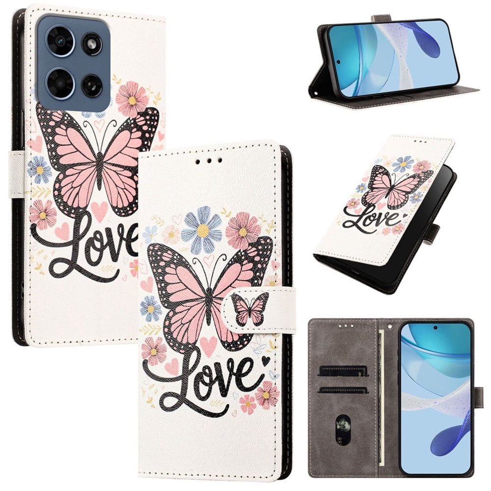 Butterfly Love Flower Wallet Case For Motorola Moto G Play 5G 2026, PU ...