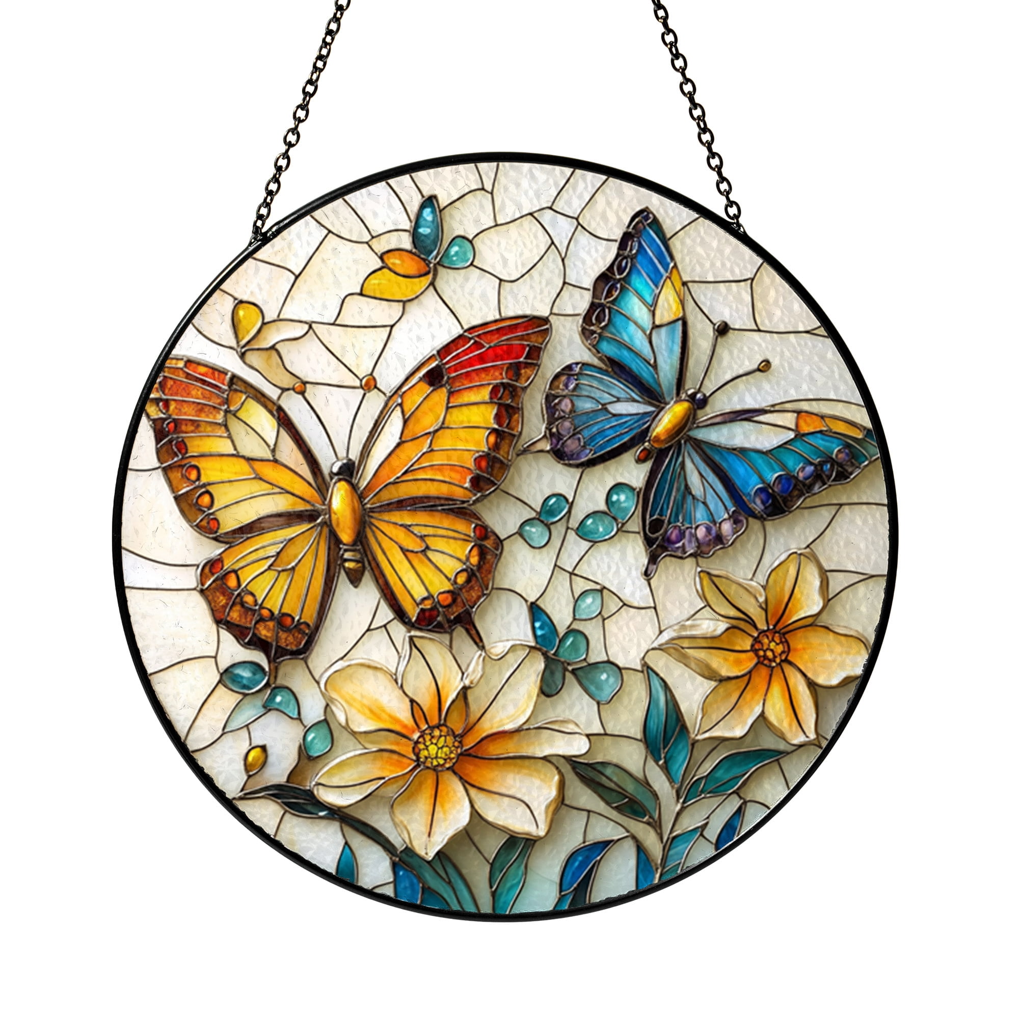 Butterfly Lover Stained Glass Window Hanging, Gardener Hobby Suncatcher ...