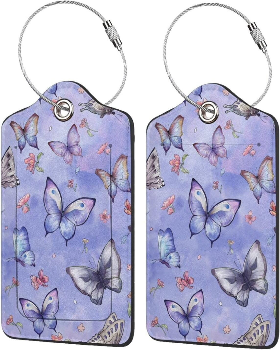 Butterfly Luggage Tags for Suitcases 2 Pack Cute PU Leather Luggage Tag ...