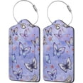 Butterfly Luggage Tags for Suitcases 2 Pack Cute PU Leather Luggage Tag ...