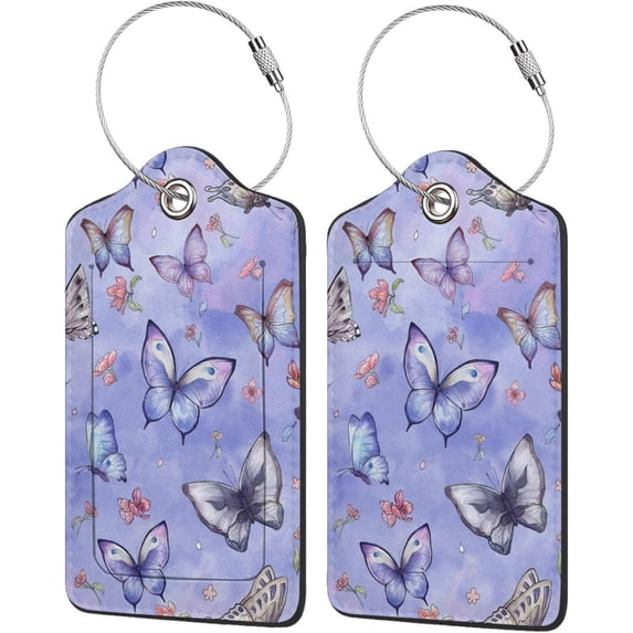 Butterfly Luggage Tags for Suitcases 2 Pack Cute PU Leather Luggage Tag ...