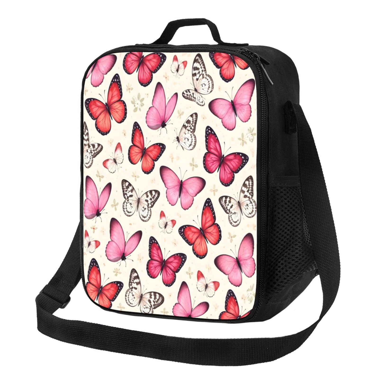 Butterfly Lunch Bag Insulated Thermal Lunch Box with Shoulder Strap ...