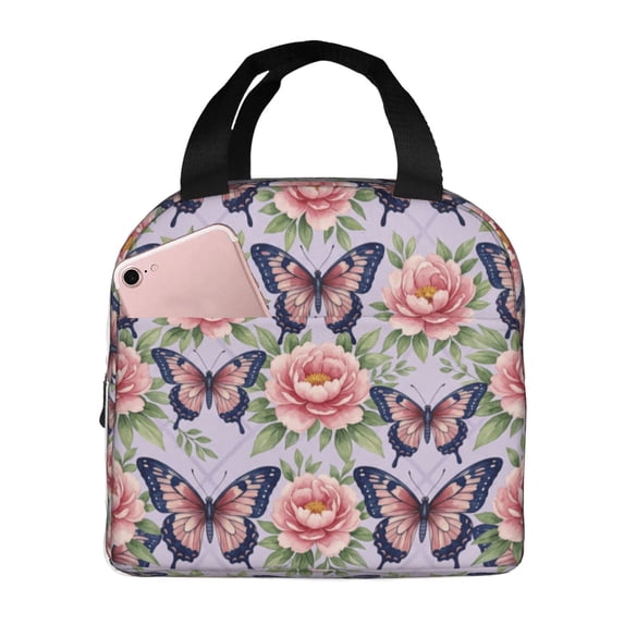 Butterfly Lunch Bag Reusable Zipper Closure Leakproof Insulated Lunch ...