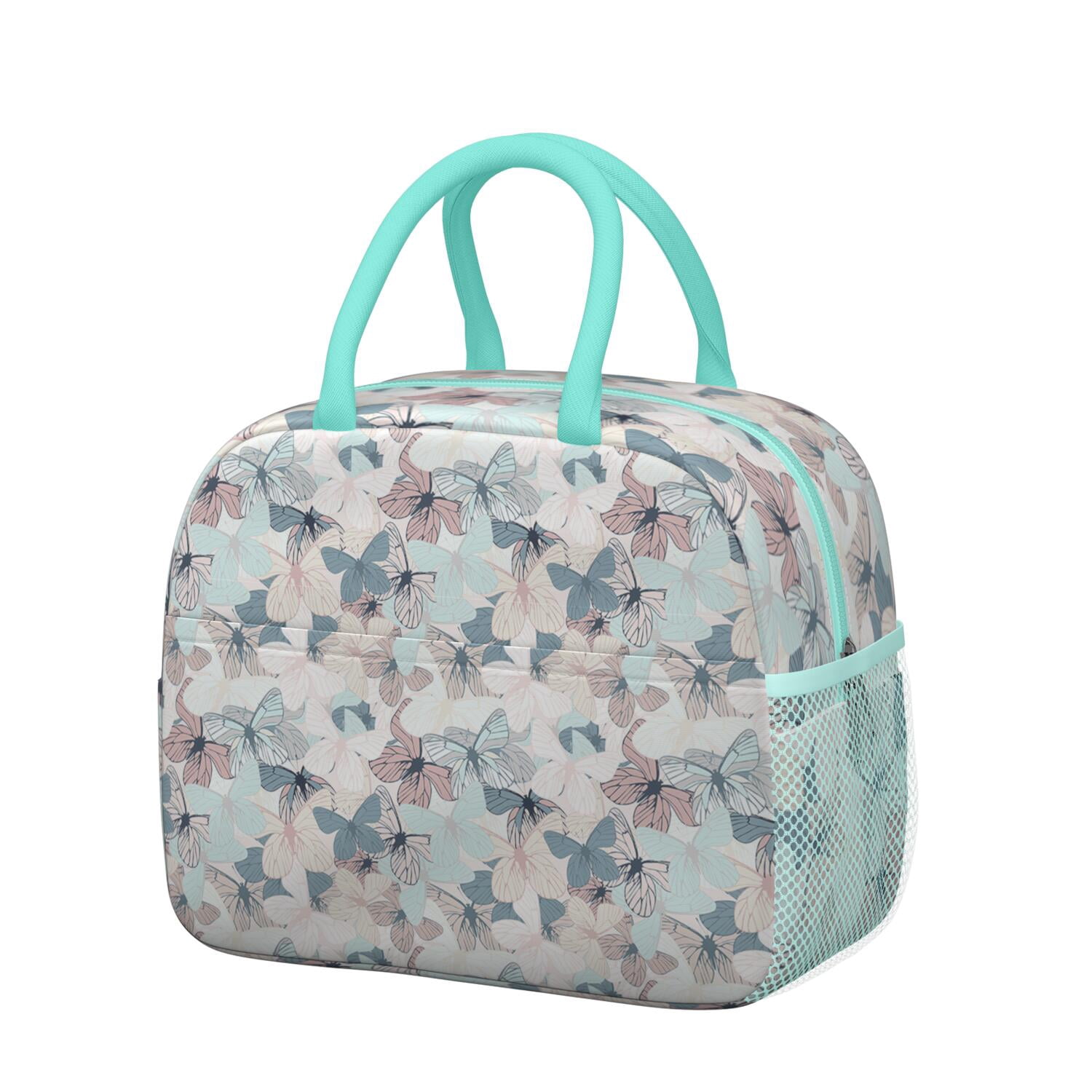 Butterfly Lunch Bag for Women, Insulated Floral Cooler Tote with ...